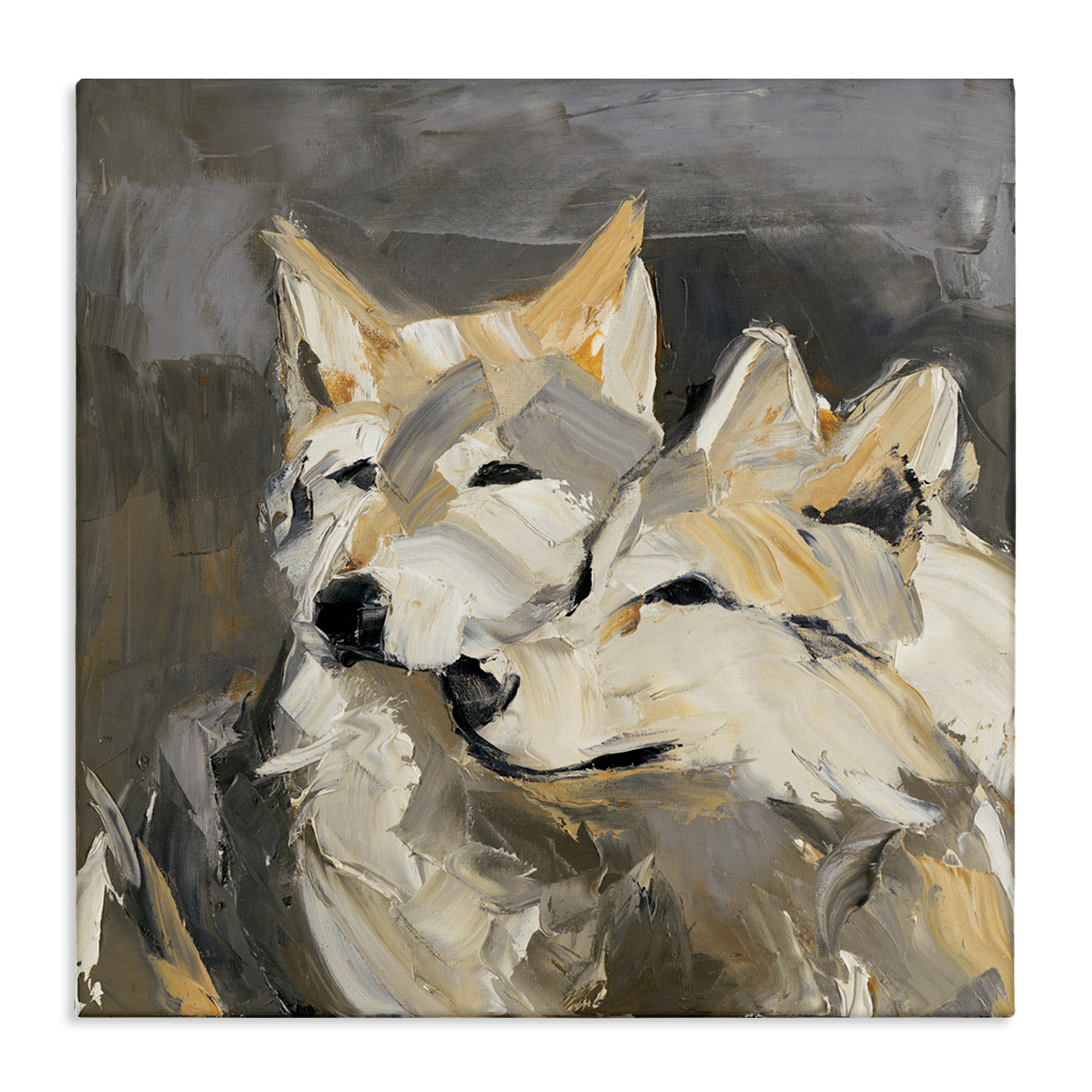 Union Rustic Cuddling Wolf Pair Canvas Wall Art by Julie Denise | Wayfair