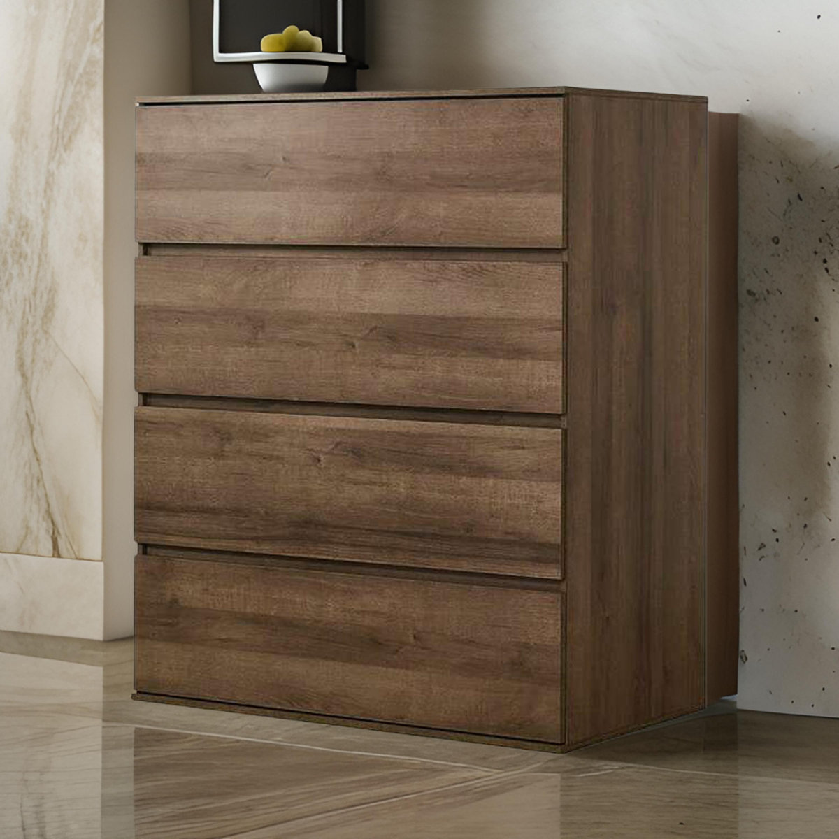 Benjara Lina Tall Dresser Chest, 4 Self Closing Drawers, Narrow Bar ...