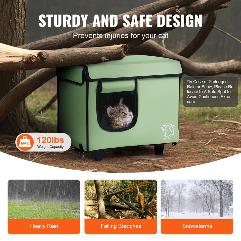Tucker Murphy Pet™ Elevated Heated Cat House Cuboid Kitty Shelter with ...