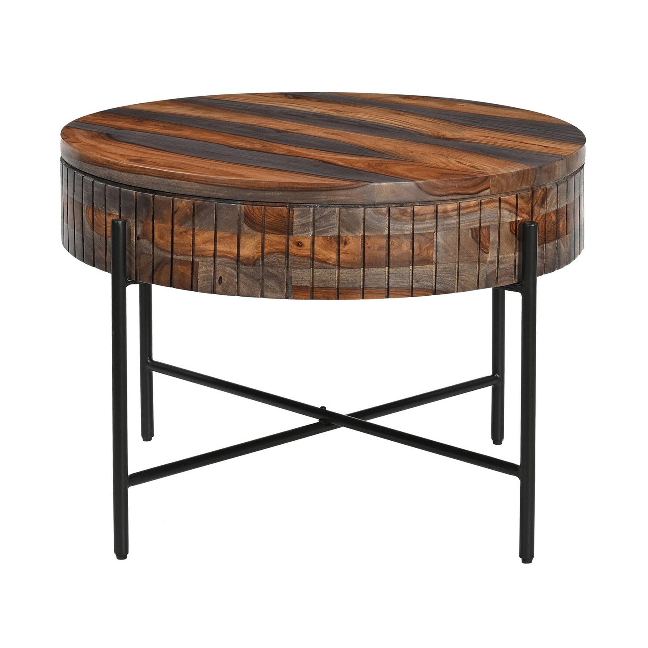 17 Stories Jimmy 28" Round Coffee Table In Capri Sheesham | Wayfair