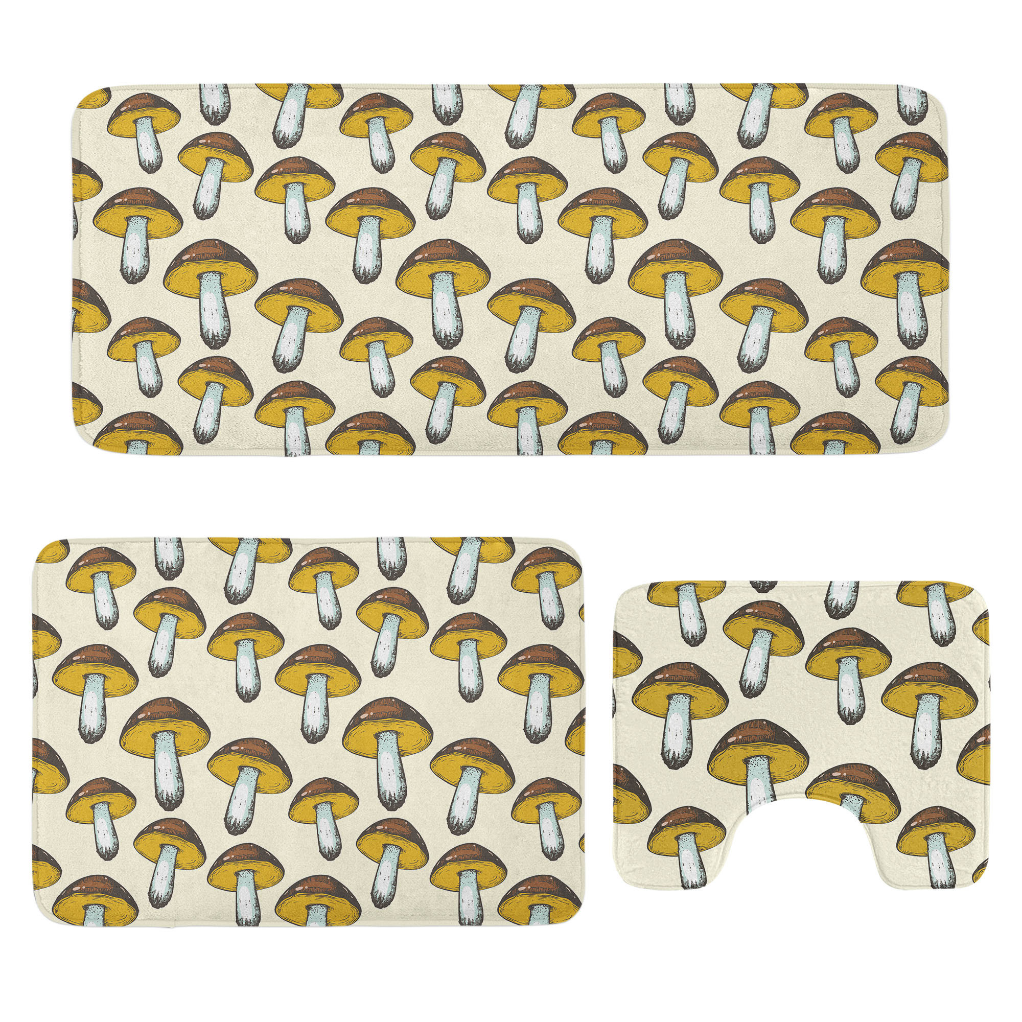 Latitude Run® Mushroom Bathroom Rug Set 3 Pieces U-Shape & Rectangle ...