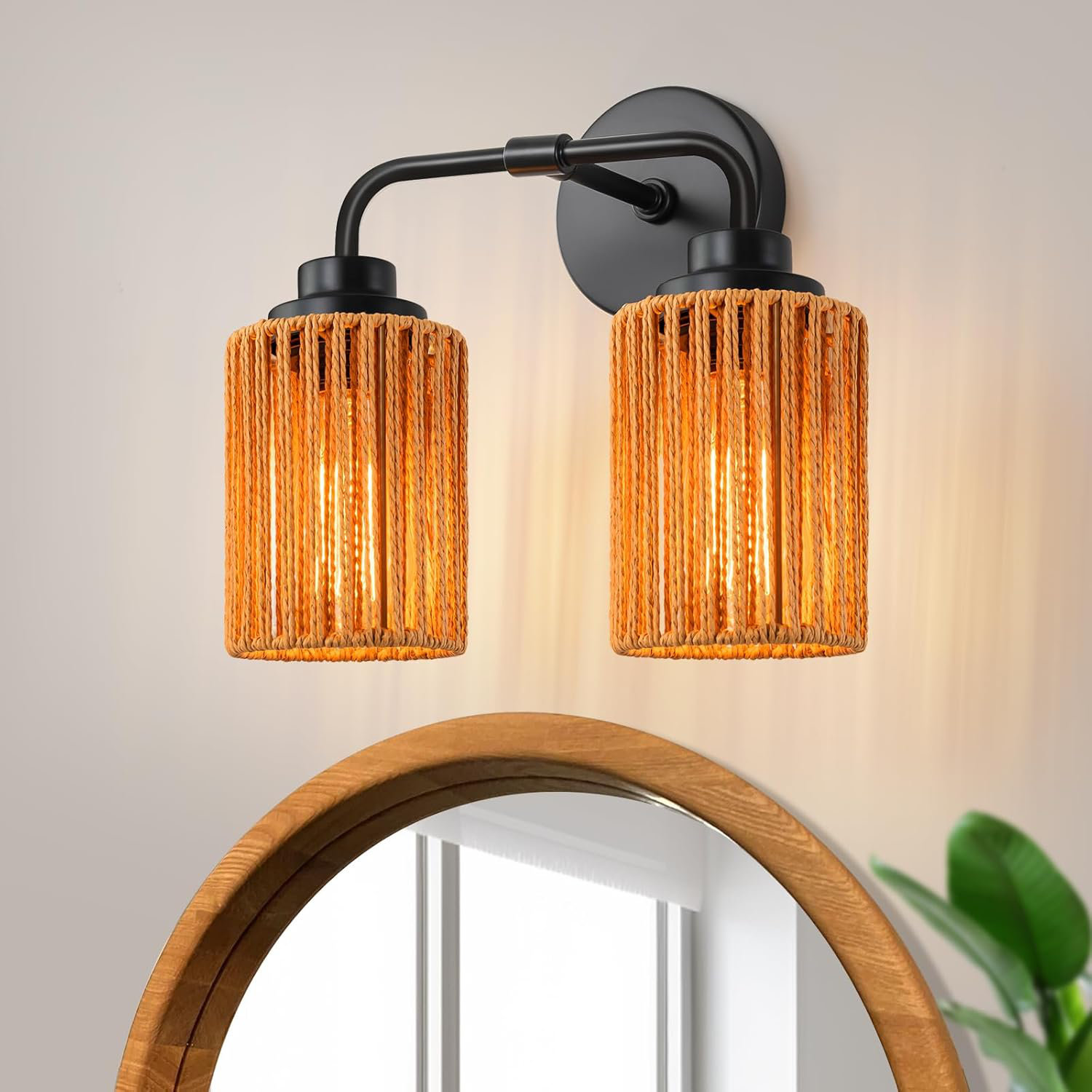 Bay Isle Home™ Modern Rattan Bathroom Vanity Light Fixtures | Wayfair