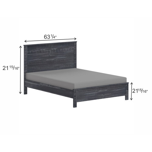 Union Rustic Albany Solid Wood Bed Frame with Headboard, Heavy Duty ...
