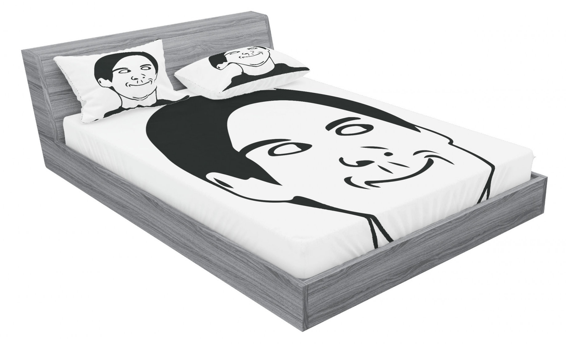 Ambesonne Troll Face Man with Cynical Expression Crap Famous Fun Sheet ...