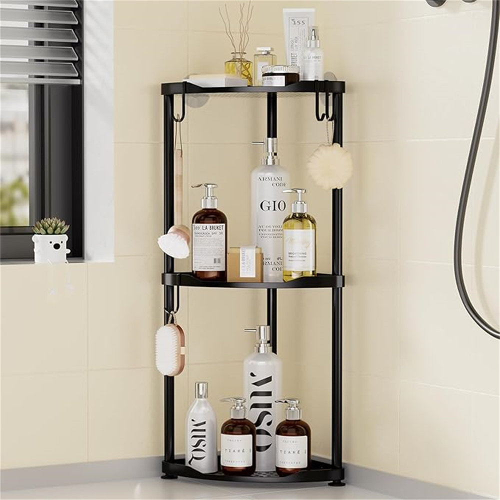 The Twillery Co.® Colmesneil Corner Shower Caddy Standing - 3 Tier ...