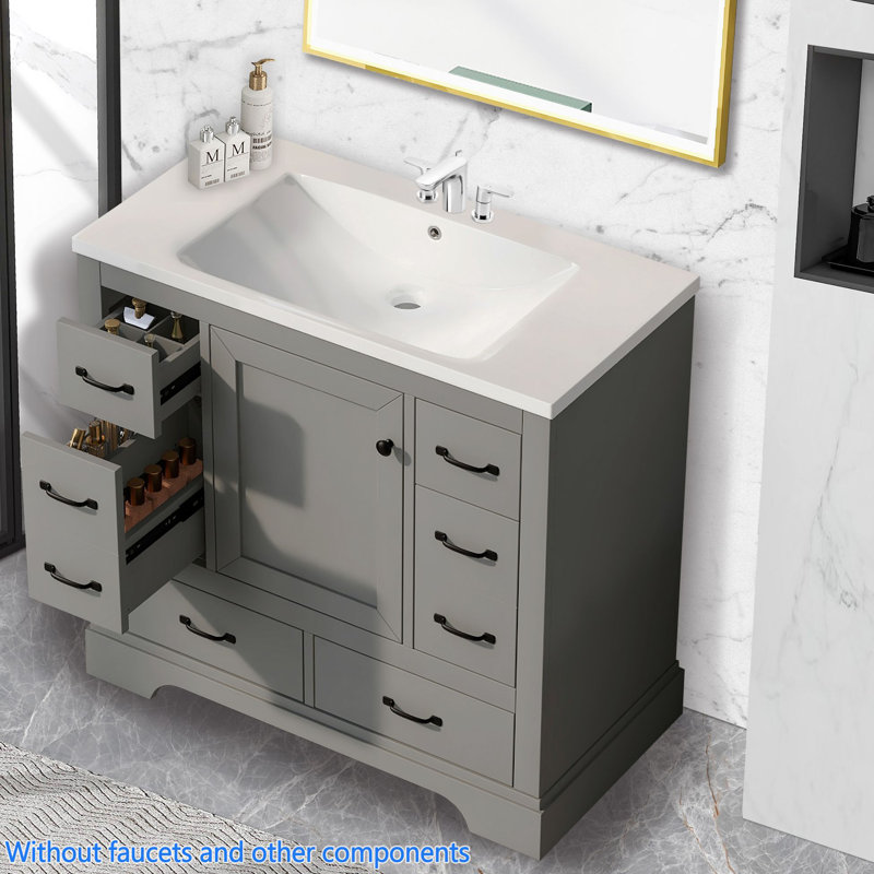 Winston Porter Raedon 36'' Single Bathroom Vanity with Ceramic Top ...