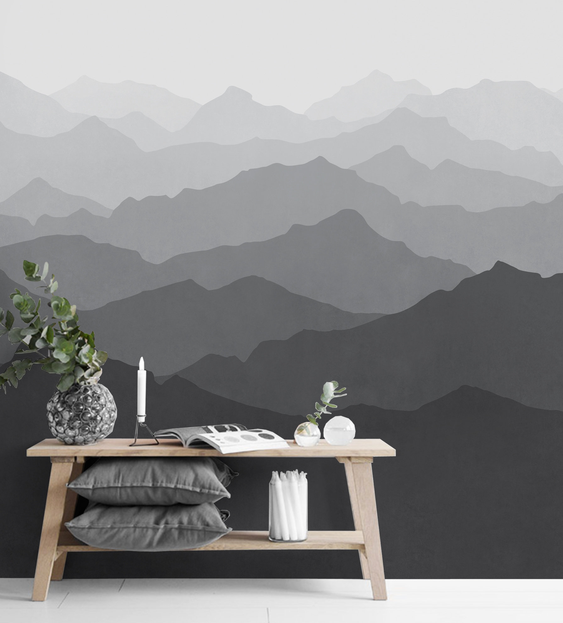 Simple Shapes Mountain Mural 5 Piece Wallpaper Panel Set & Reviews ...