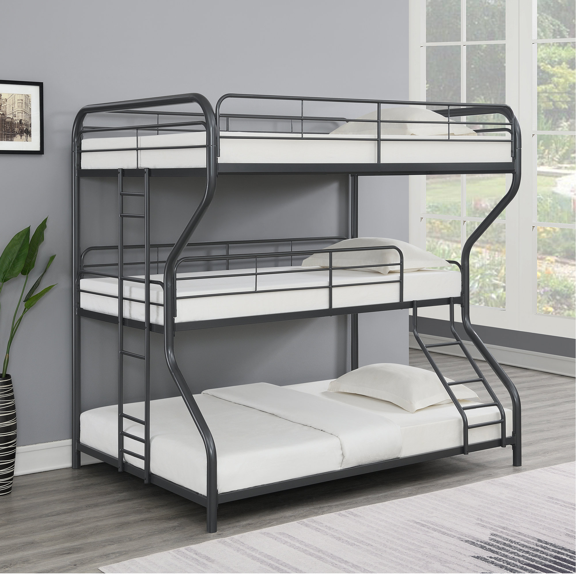 Red Barrel Studio® Manvi Bed, Triple Bunk Bed, Platform Bed | Wayfair