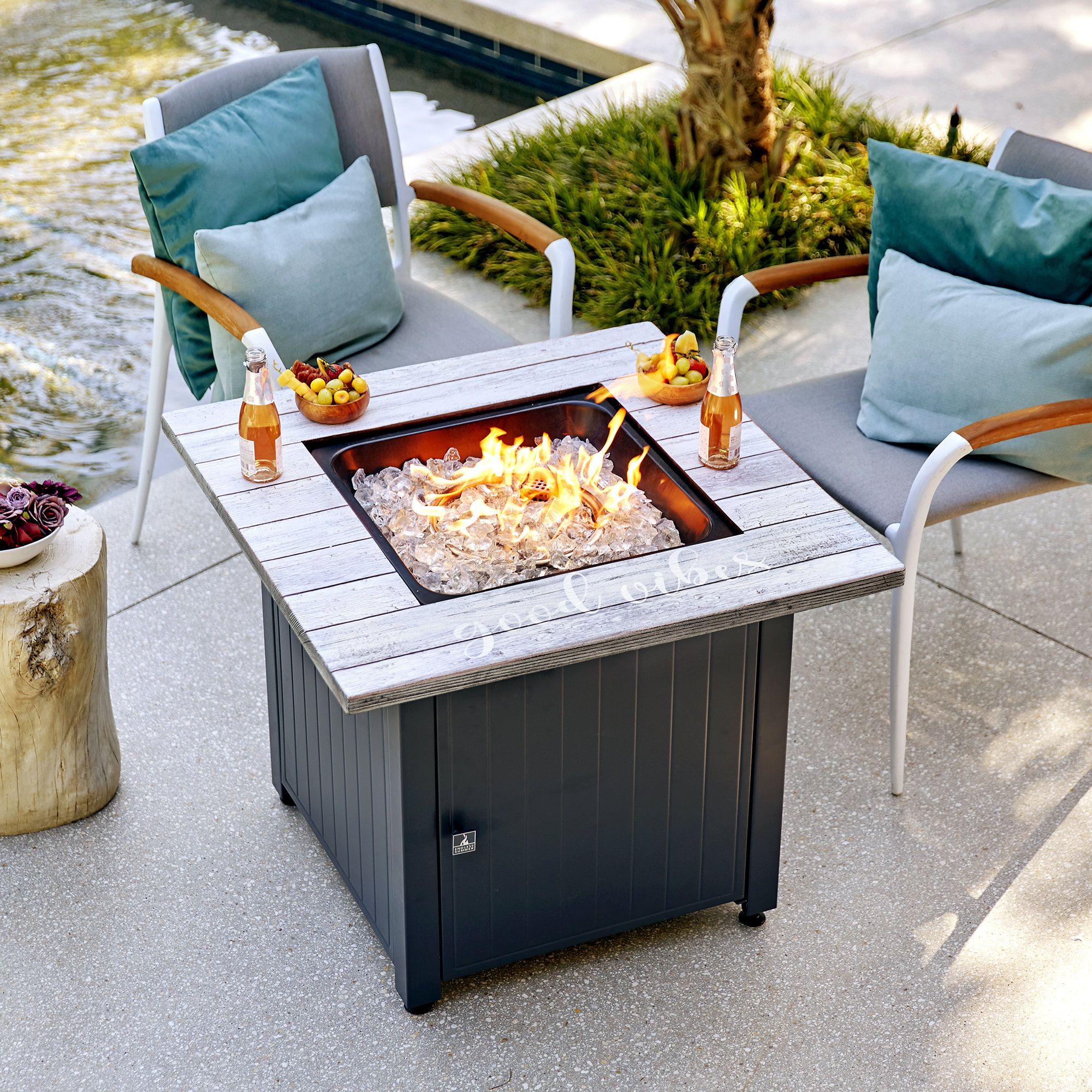 Endless Summer Foyer d'extérieur au gaz propane carré 30 po Endless ...