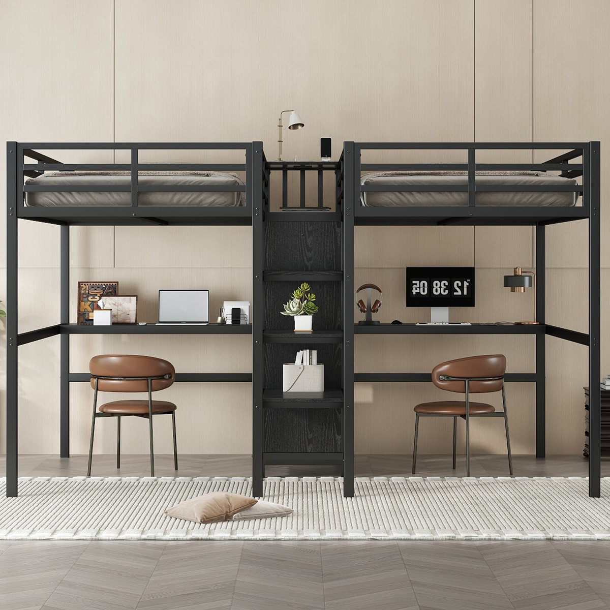 Isabelle & Max™ Space-Saving Twin Over Twin Metal Loft Bed with Double ...