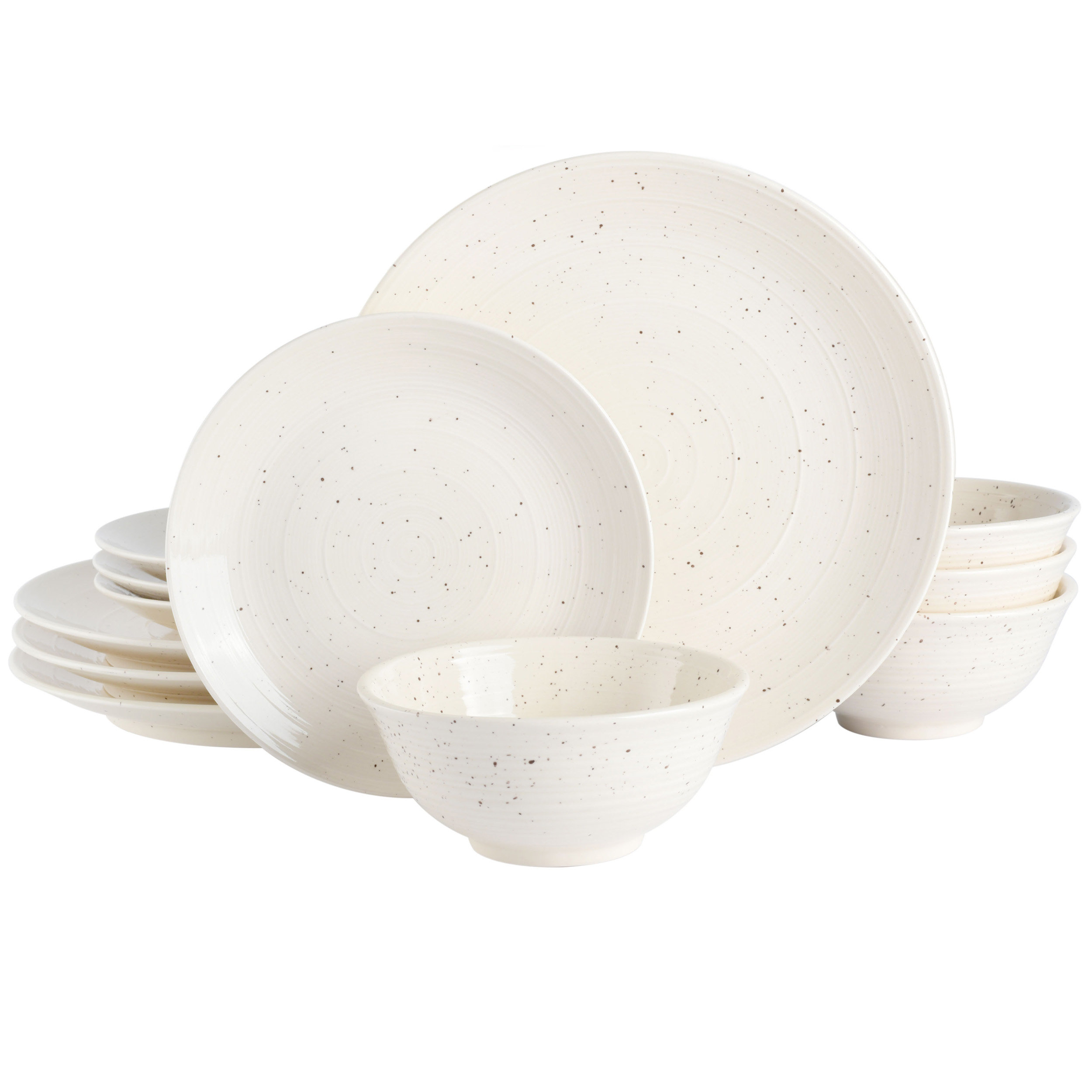 Gibson Elite 12 Piece Stoneware Dinnerware Set in White Speckle | Wayfair