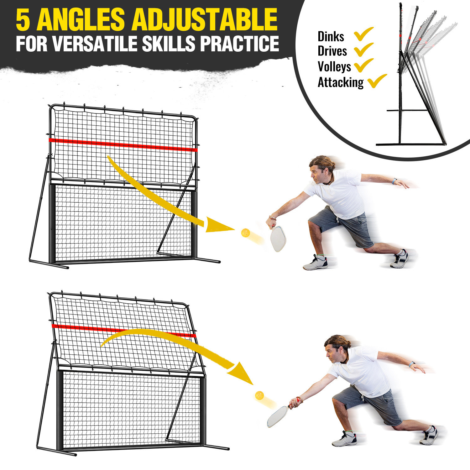 ECOSUB 6X6ft Pickleball Rebound Net For Dinks Volleys Hits Training ...