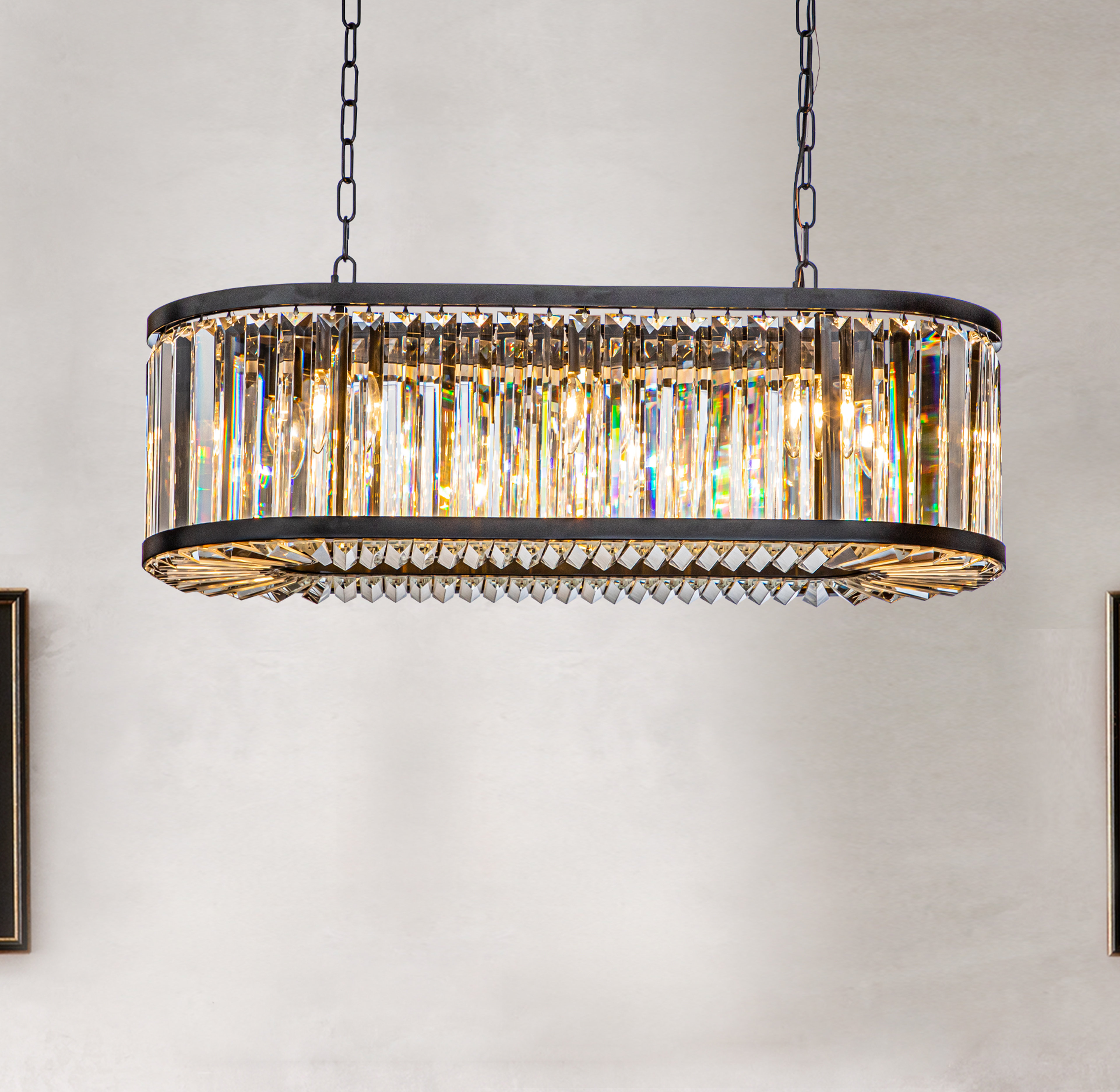 Mercer41 Gerlene 8-Light Black Finish Modern Chandelier for Dining Room with Wrought Iron And ...