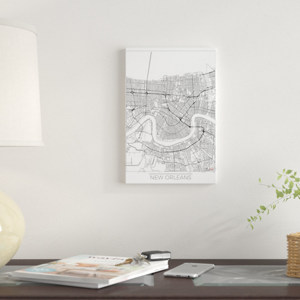 East Urban Home 'New Orleans Minimal Urban Blueprint Map' Graphic Art ...