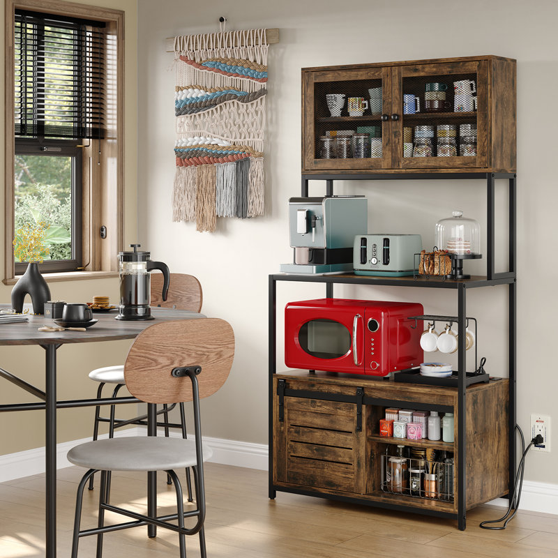 Ebern Designs Nyyear 63'' Tall Kitchen Pantry with Outlet,Kitchen Hutch ...