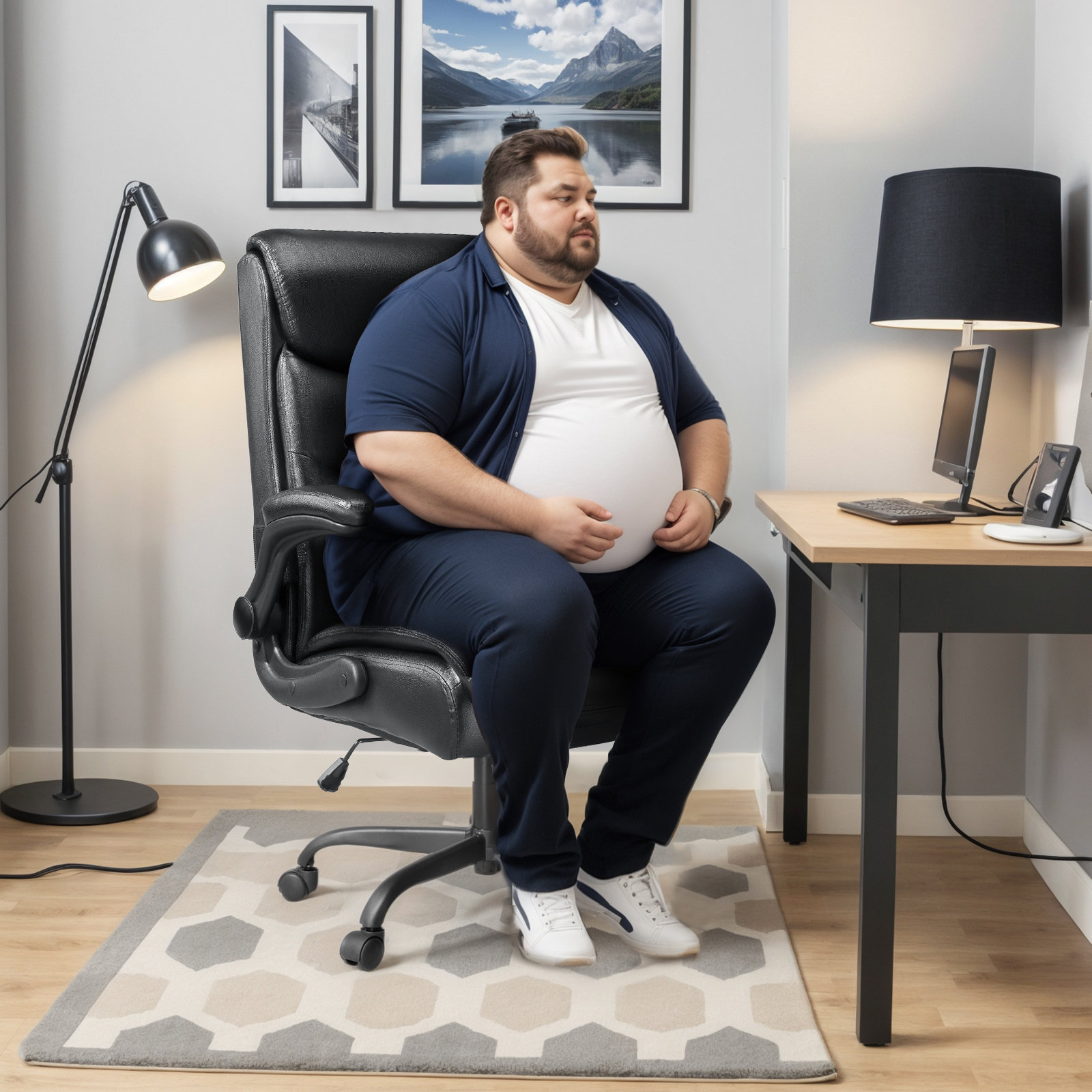 Ebern Designs Home Office Chair With Flip Up Armrest, Computer Desk ...
