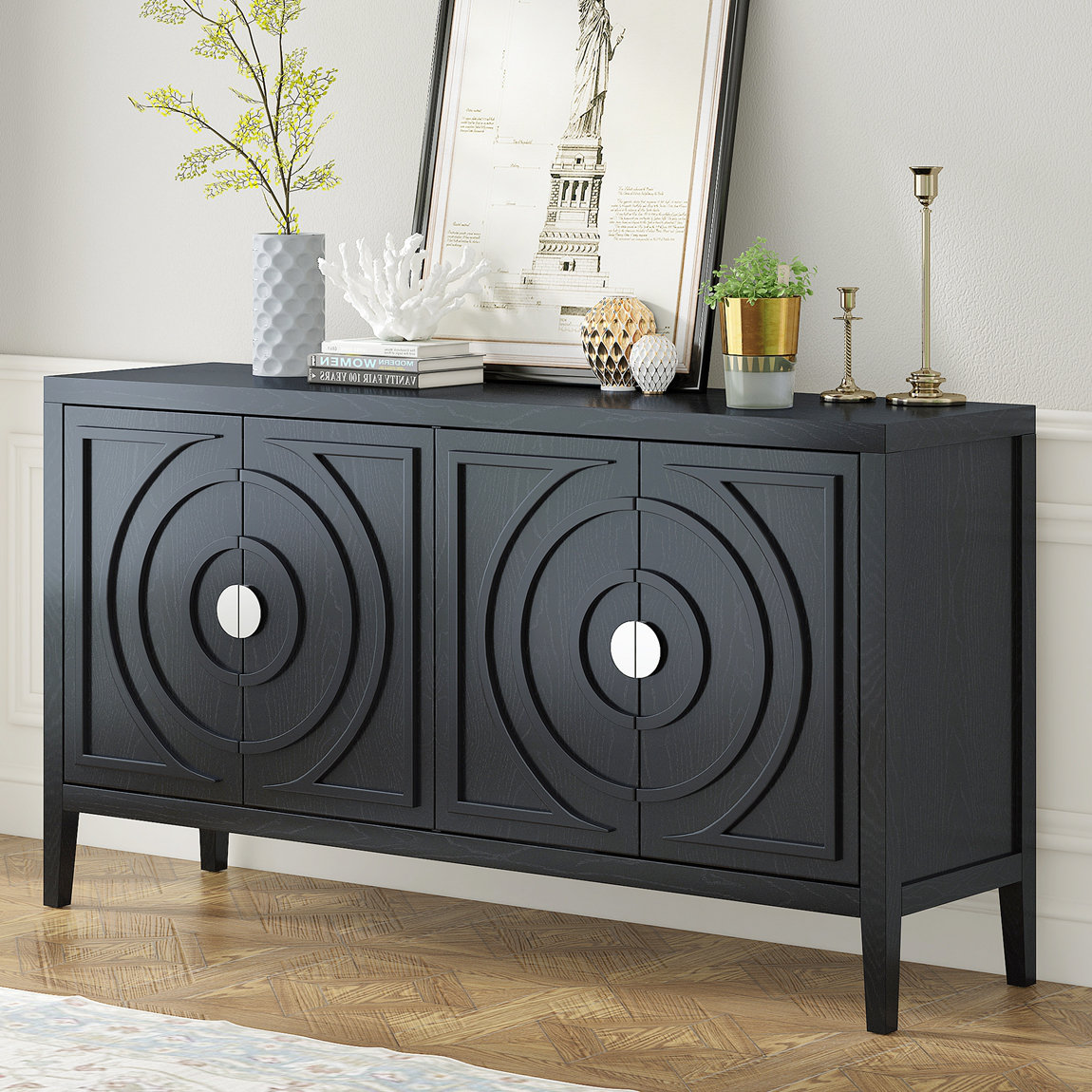 George Oliver Retro Sideboard Door With Circular Groove Design Round ...