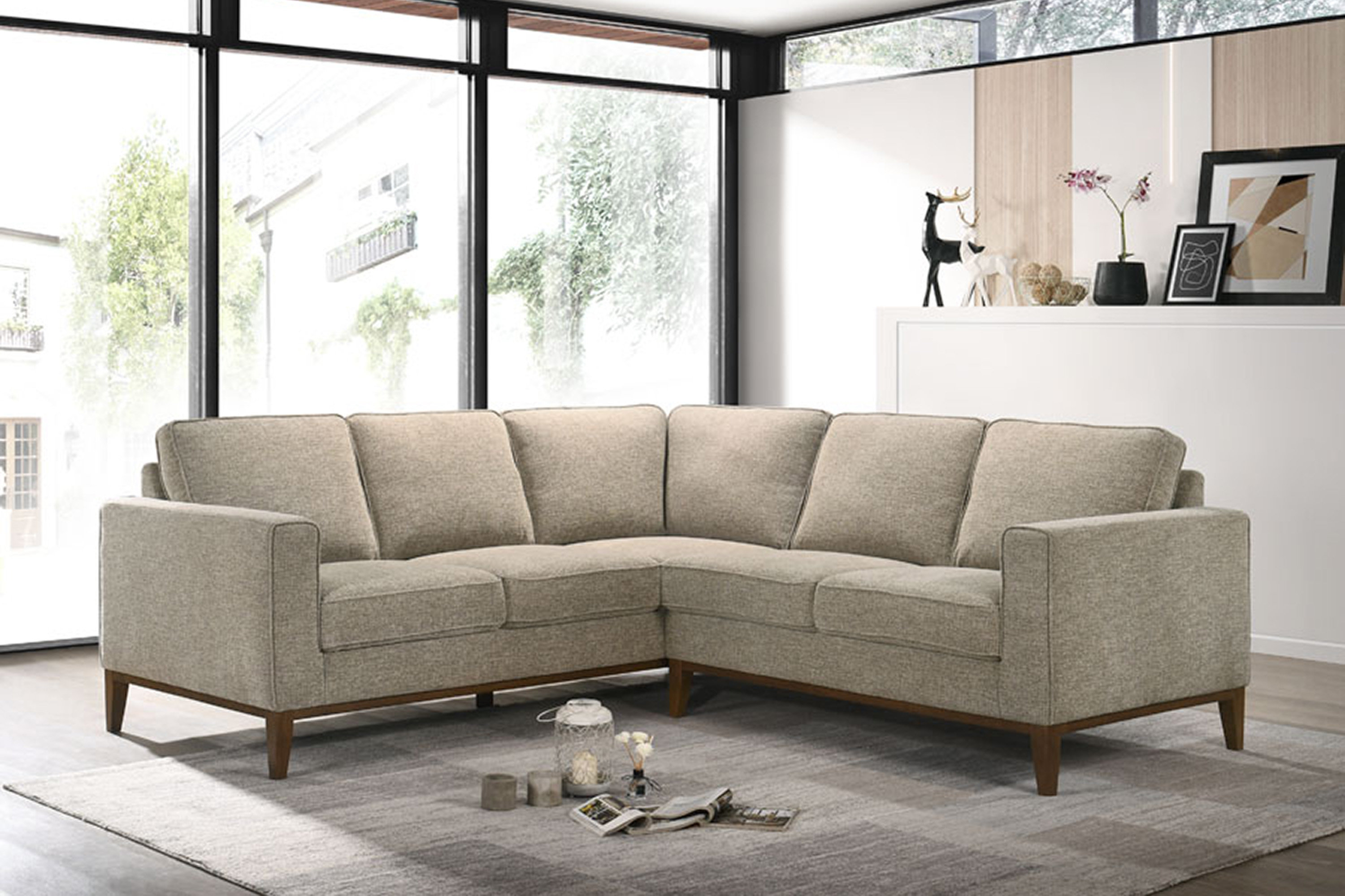 Latitude Run® Glendive 78'' Wide Linen Symmetrical L-Shaped Corner ...