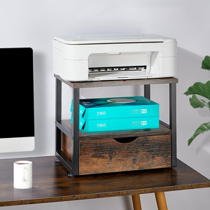 17 Stories Modern 2 Tier Printer Stand Retro Brown Printer Desk With ...