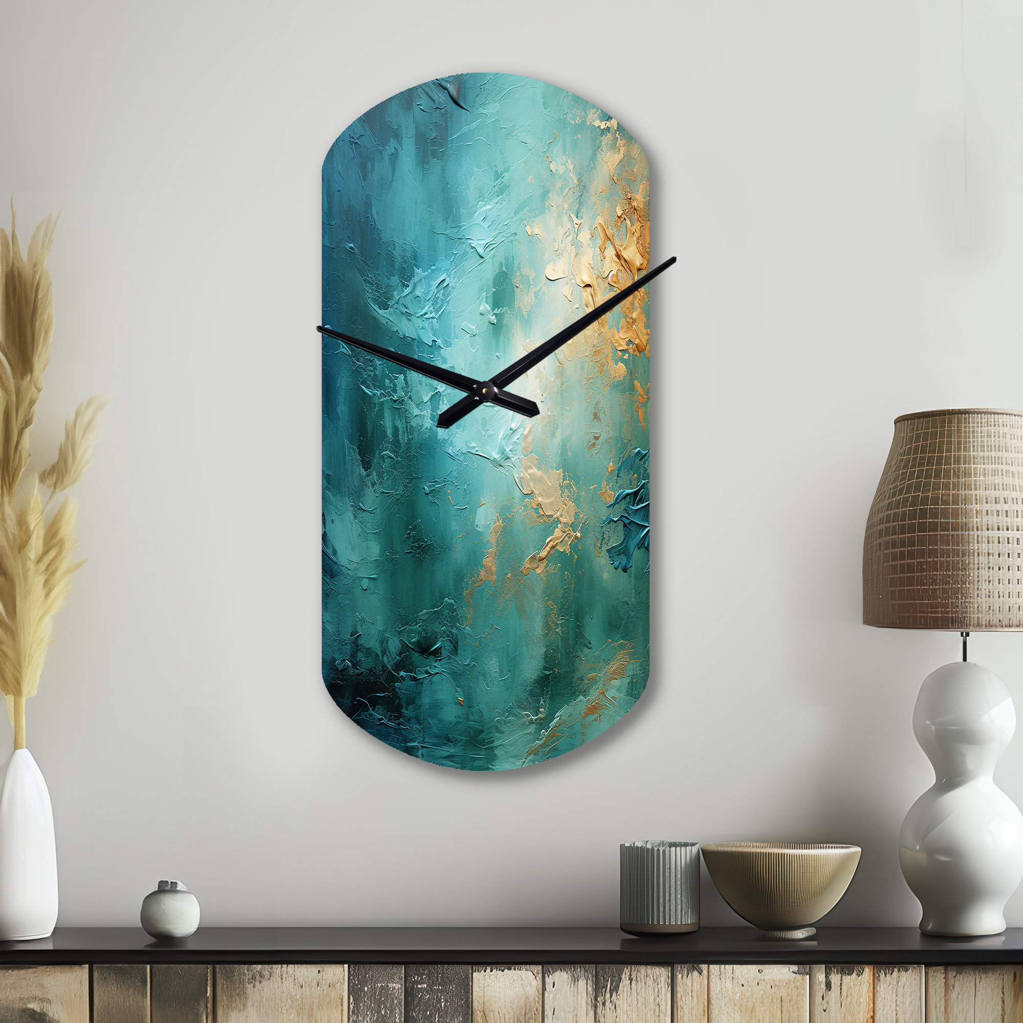 Design Art Teal Oasis III - Cylinder Shape Decorative Teal Abstract ...