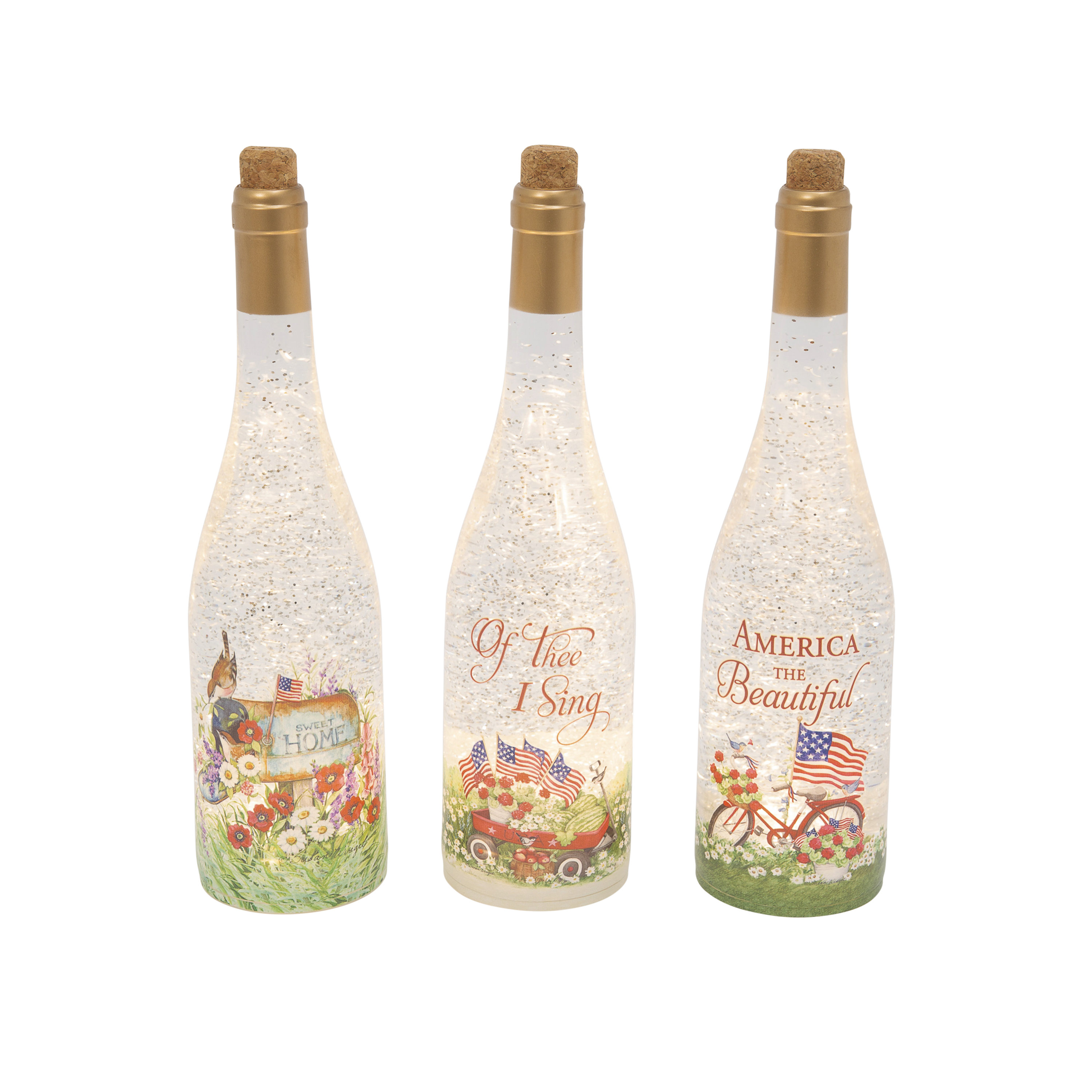 Rosalind Wheeler 12.5 In Lit Spinning Americana Water Globe Bottle Set ...