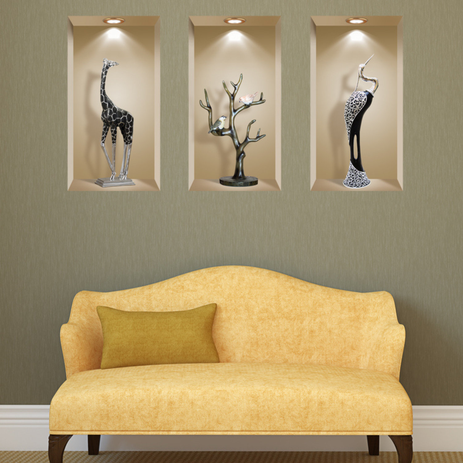 Bungalow Rose 3D Niche Wall Art Decals - 3 Pieces | Easy To Apply ...