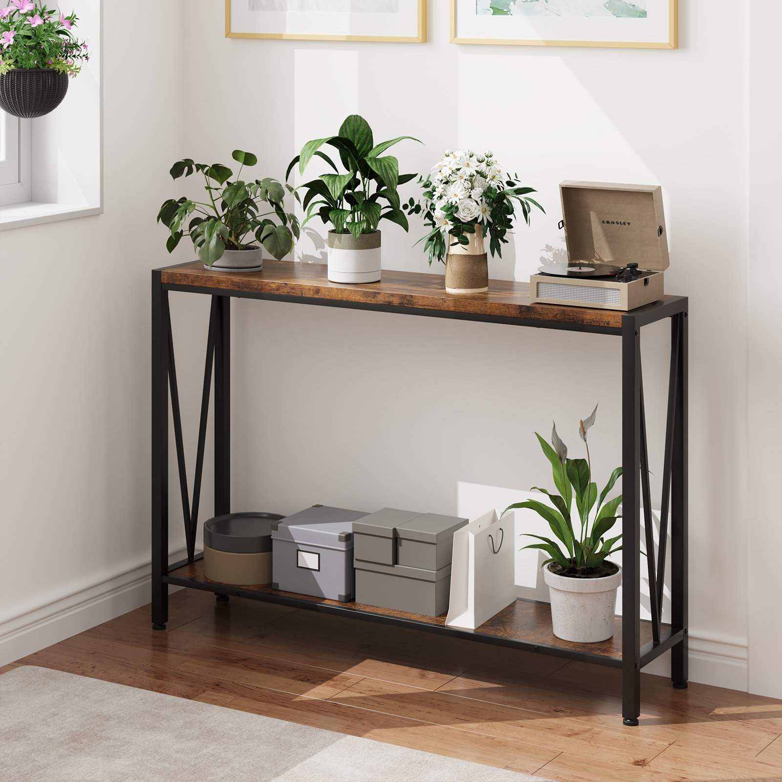 17 Stories Console Table, Entryway Table With Storage, Industrial Sofa ...