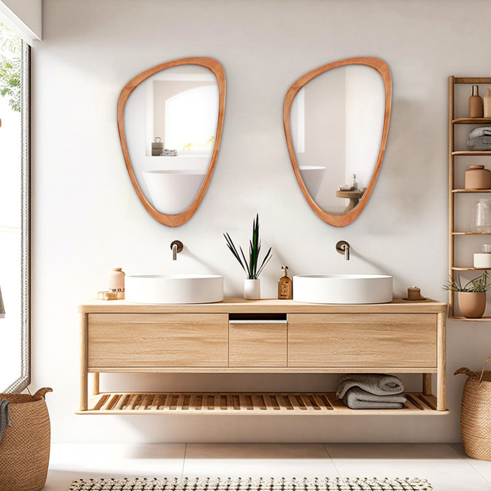 Wrought Studio Doruk Irregular Wooden Bathroom/Vanity Mirror & Reviews ...