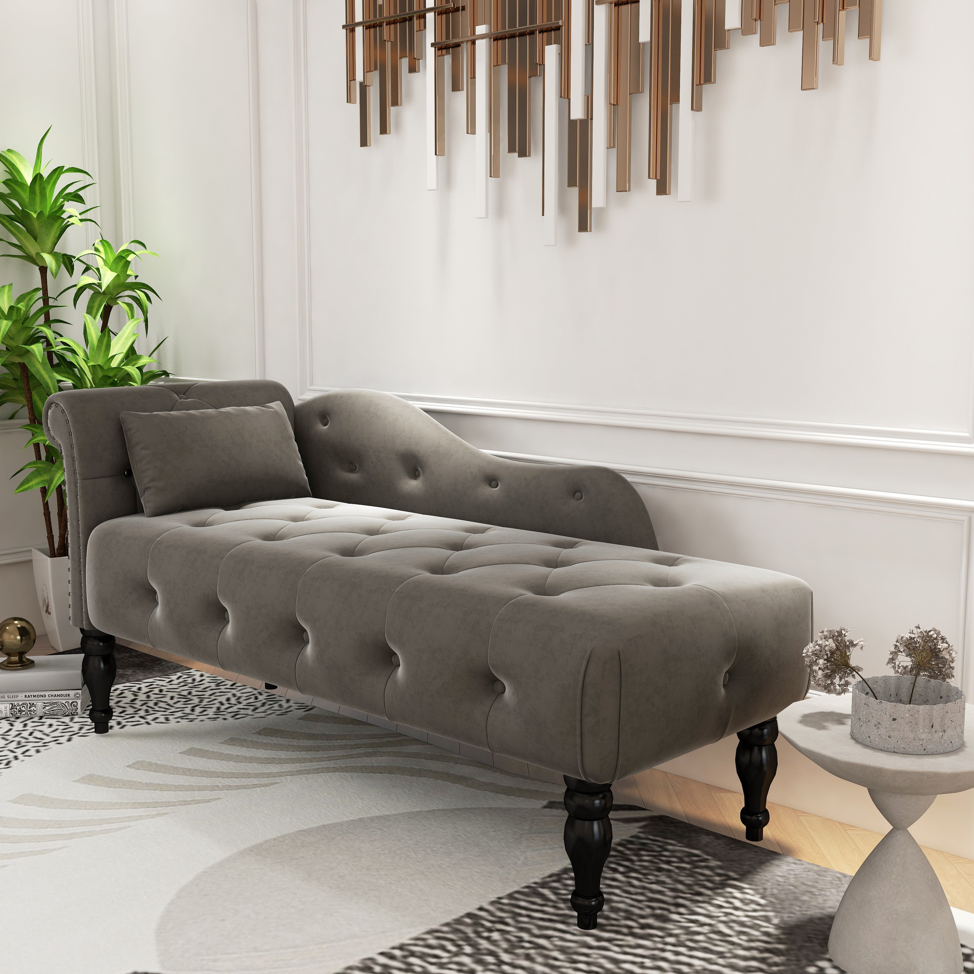 Rosdorf Park Earldene Tufted Left Recessed Arm Chaise Lounge | Wayfair