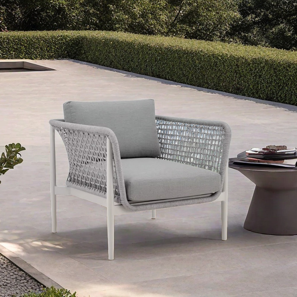 Hokku Designs Gizzel Modern Simple Outdoor Durable Braided Rope Chair ...