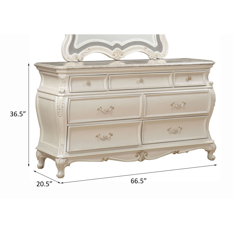 Rosdorf Park Kenol Pearl White Dresser with 7 Drawer | Wayfair
