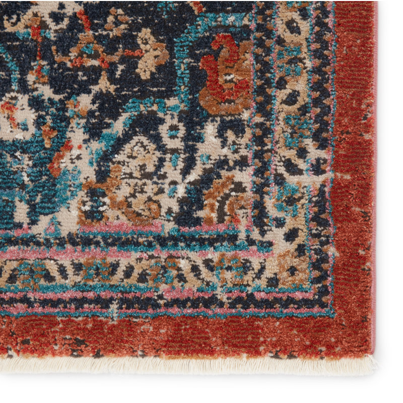 Bungalow Rose Zoeller Oriental Blue/Rust Area Rug "& Reviews" | Wayfair