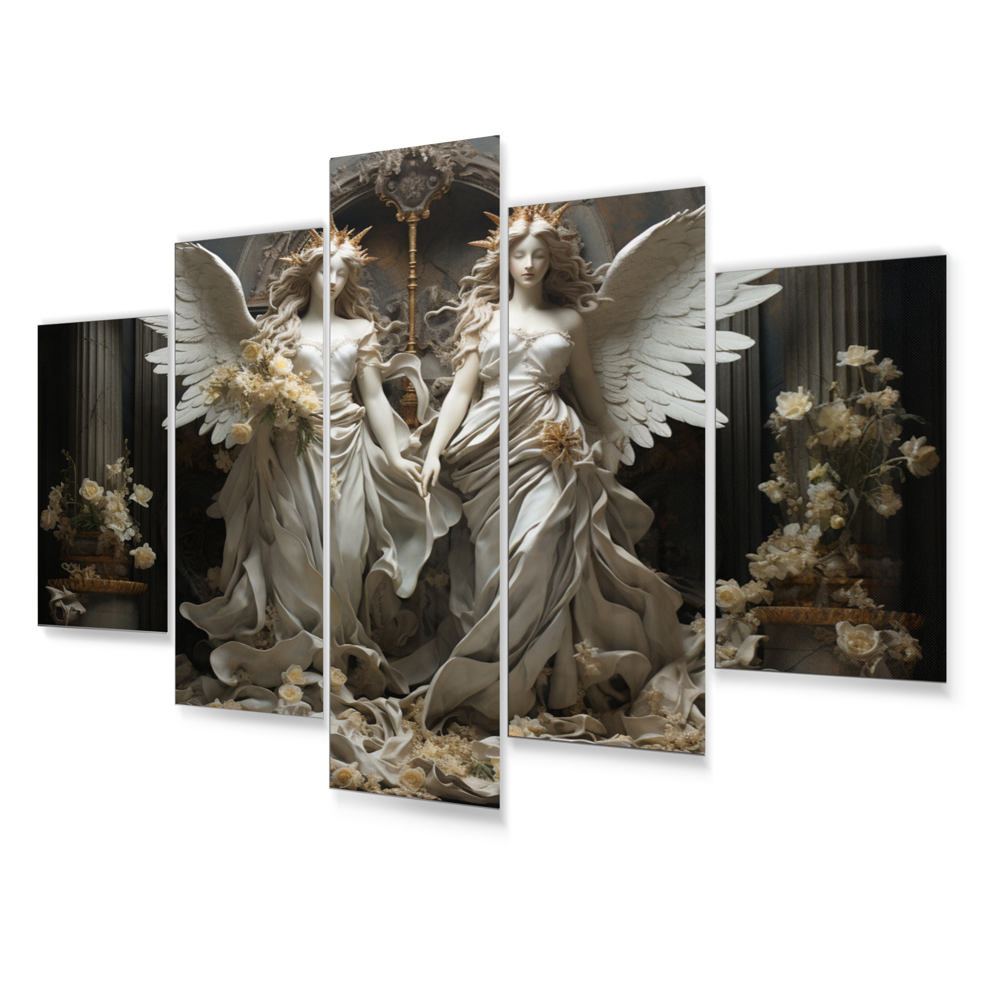 Trinx Church Angel Guardians II - Spiritual Metal Wall Decor Set ...
