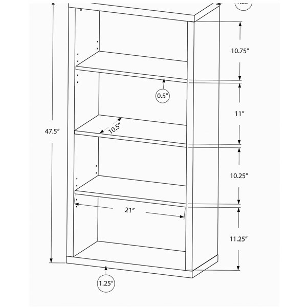 Latitude Run® Bookshelf, bookcase, display stand, 5 tiers, 48 inches ...