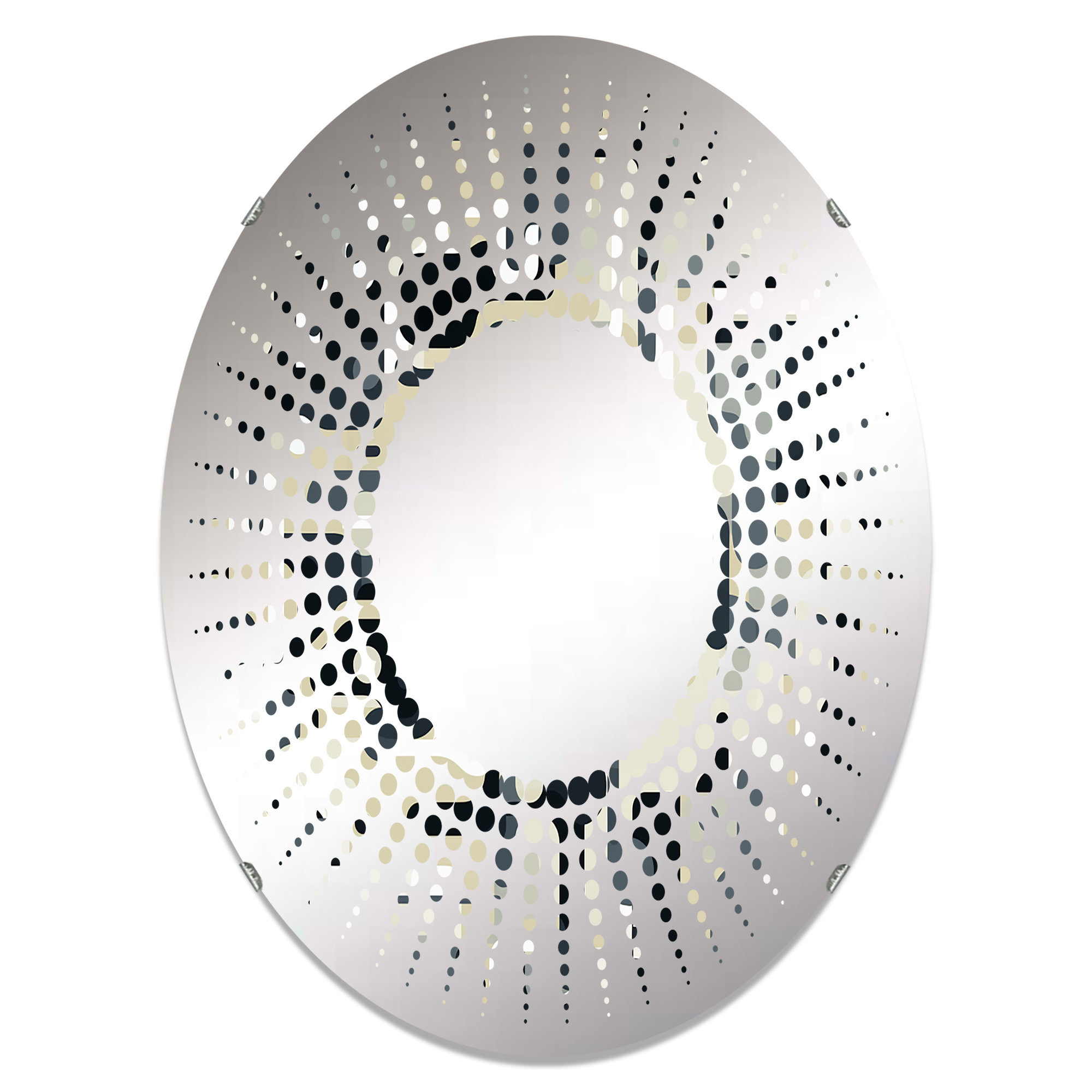 Design Art Beige And Grey Urban Maze - Starburst Decorative Mirror Oval ...