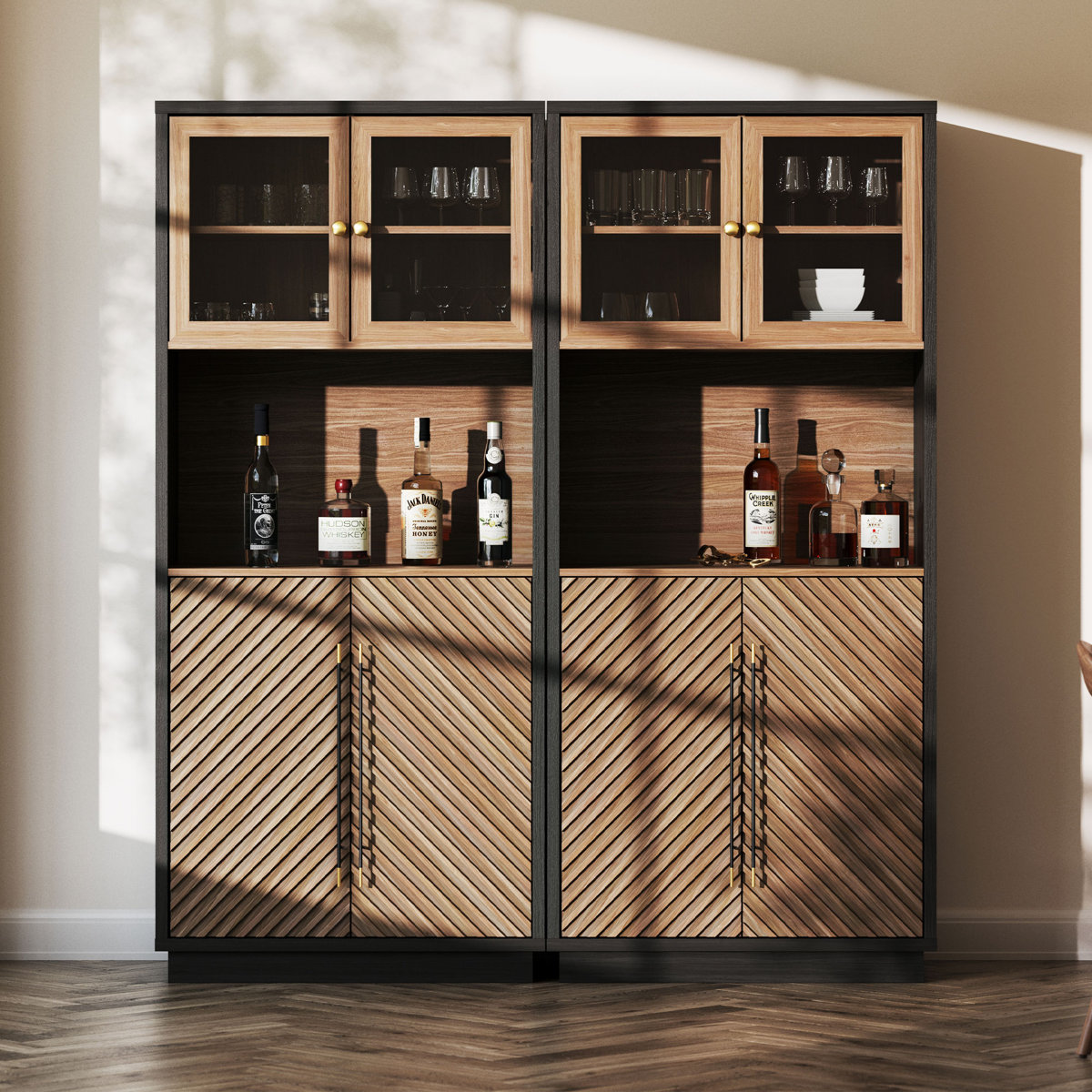 Latitude Run® Tall Kitchen Pantry Cabinet with Adjustable Shelves ...