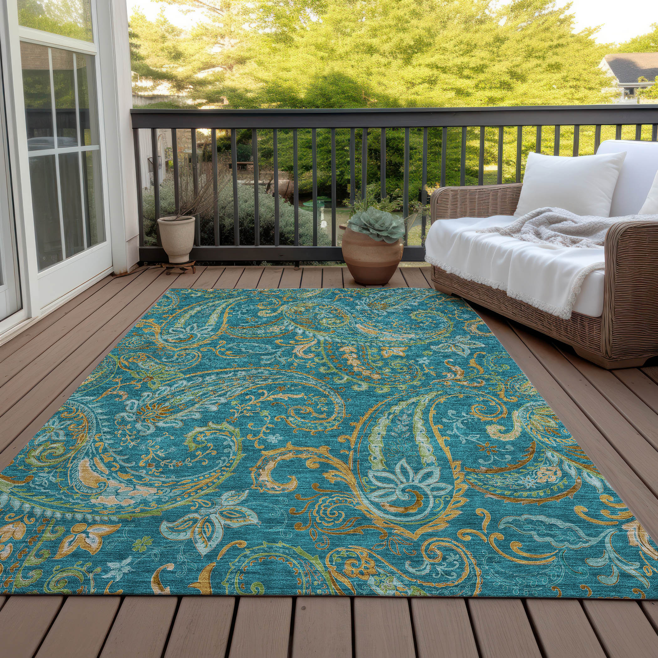 Langley Street® Kinslee Indoor/Outdoor Area Rug with Non-Slip Backing ...