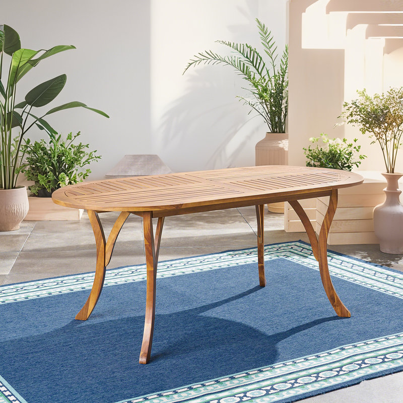 Latitude Run® Oval Shaped Outdoor Table, Dining Table with Y-shaped ...