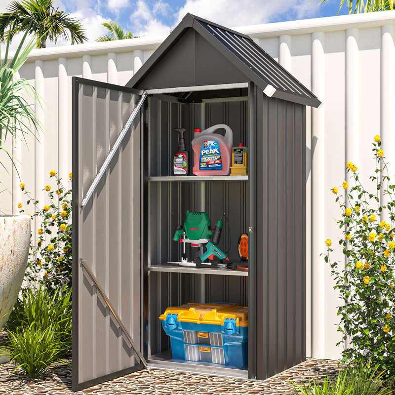 AECOJOY Waterproof Outdoor Storage Cabinet with Shelves, Lockable Metal ...