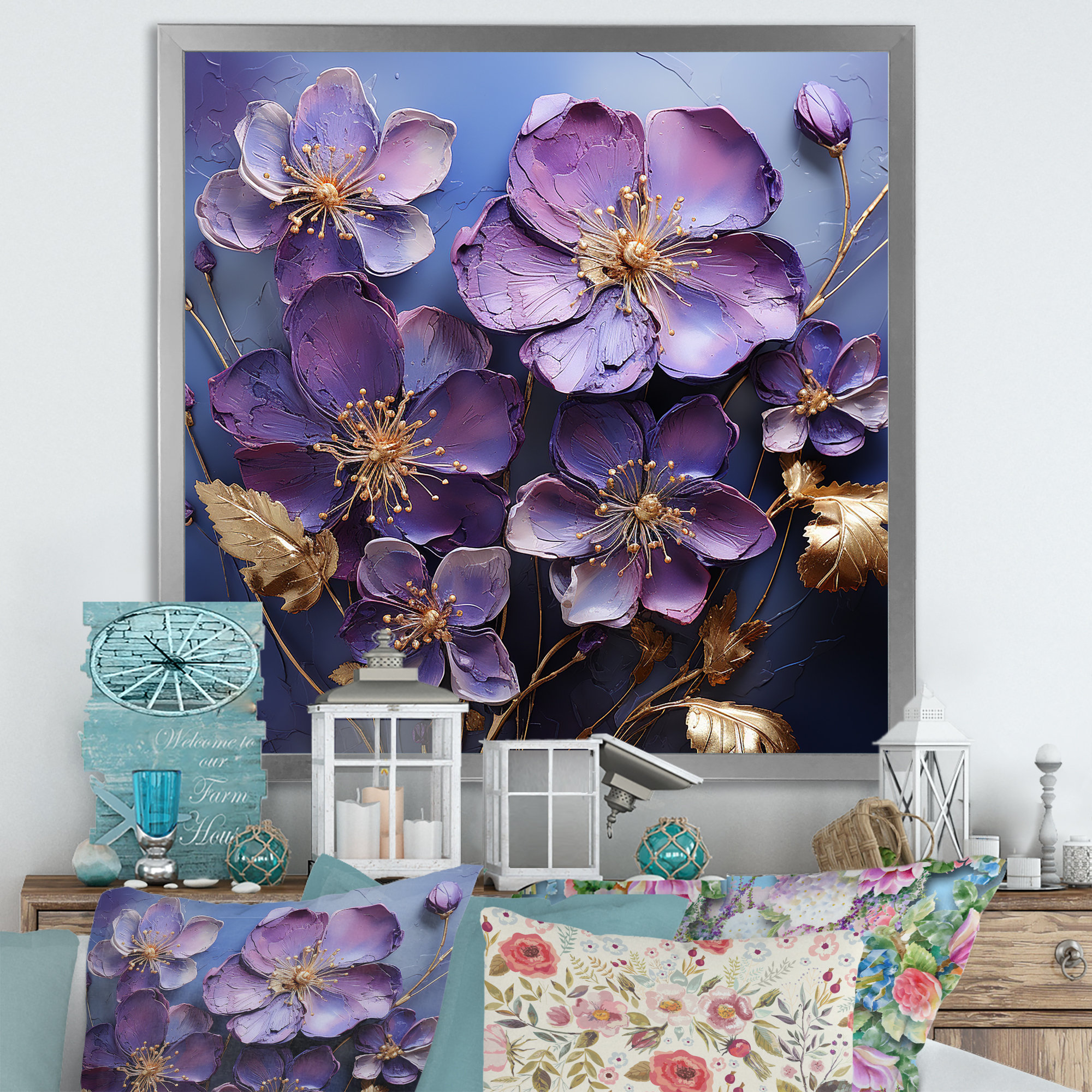 Design Art Royal Elegance I - Violets Wall Art Living Room | Wayfair