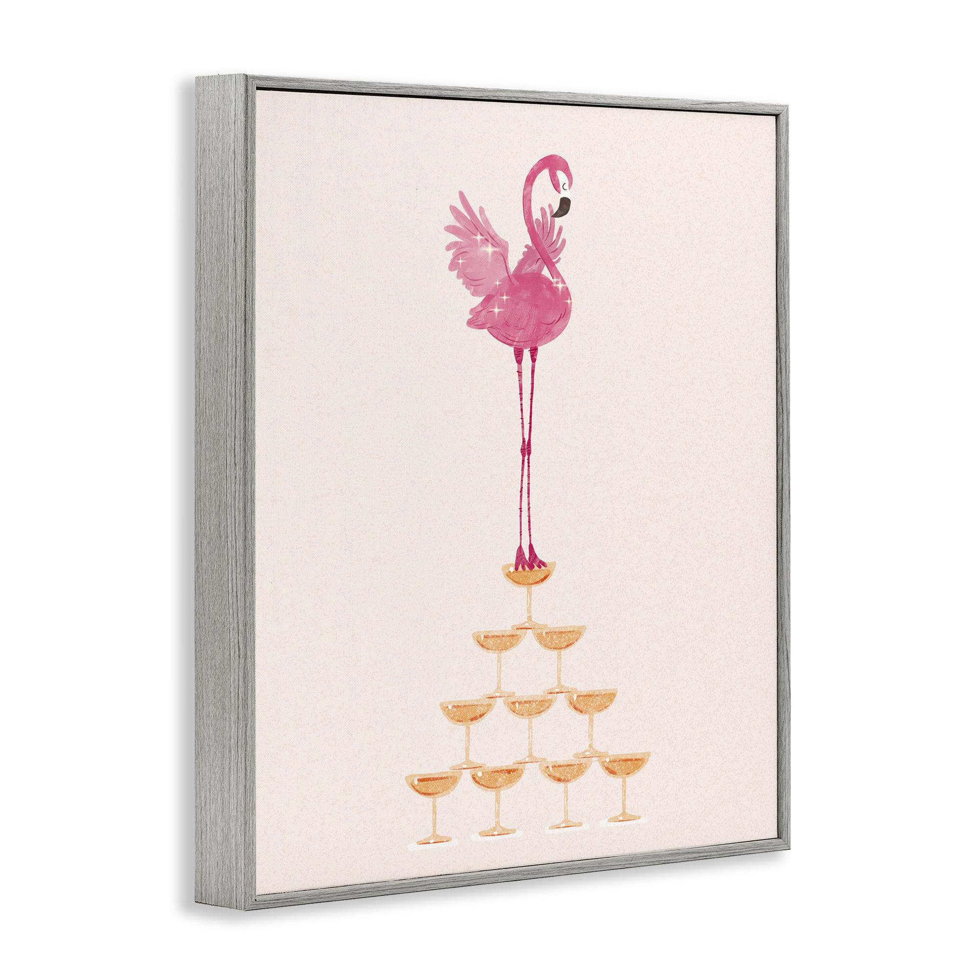 Bungalow Rose Balancing Flamingo & Wine Giclee Art by Ziwei Li | Wayfair