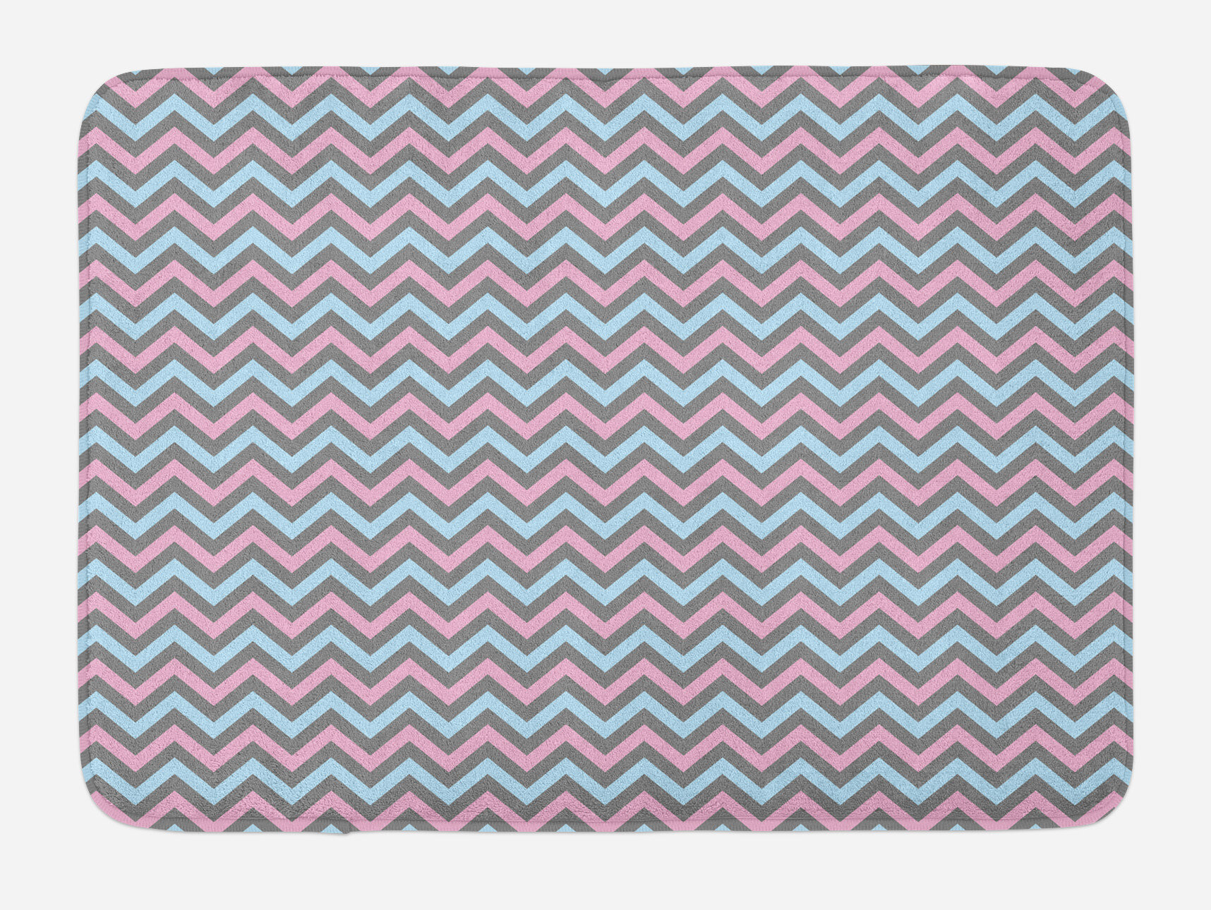 East Urban Home Grey Chevron Plush Bath Mat, Pastel Sharp Zigzags, 30.2 ...
