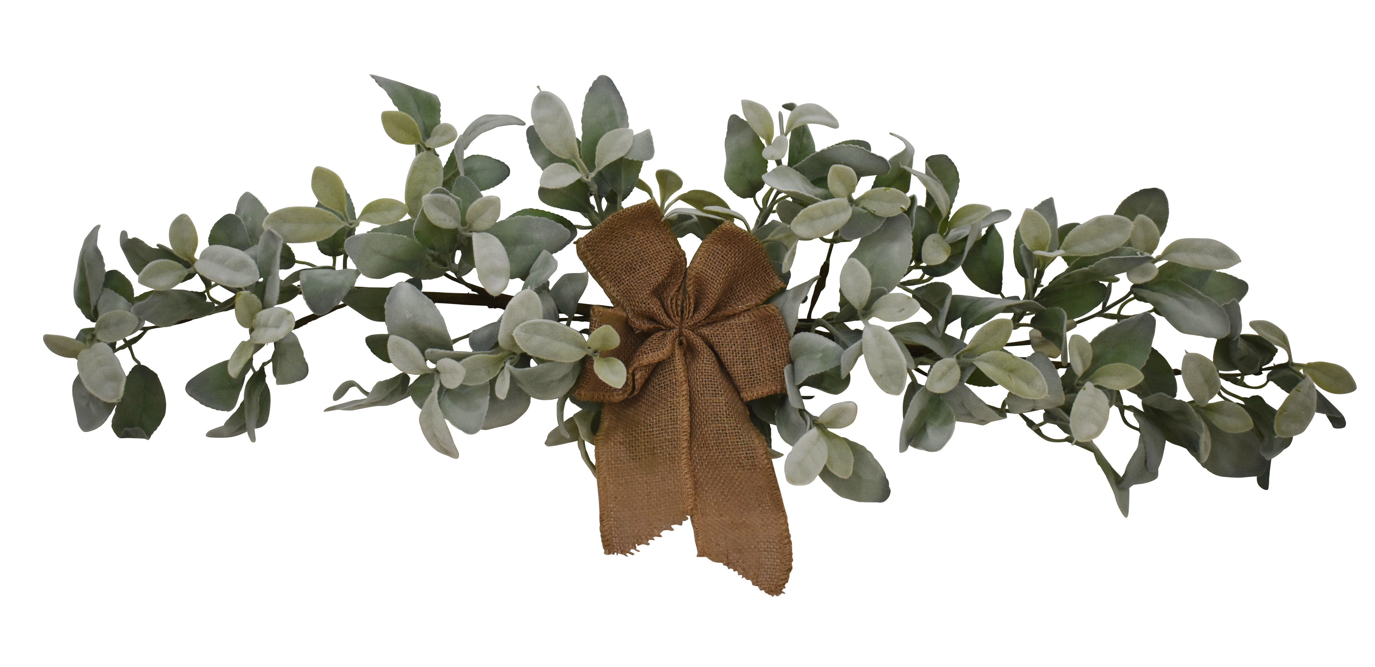Primrue 32" Lambs Ear Swag With Burlap Ribbon | Wayfair