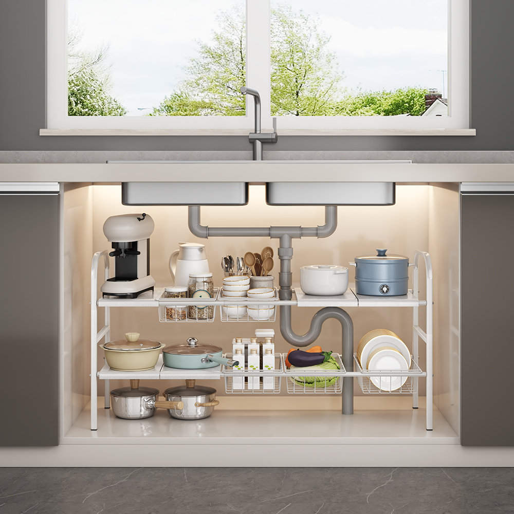 DAYAO Under Sink Organizers, Expandable Cabinet Shelf Organizer With 5 ...