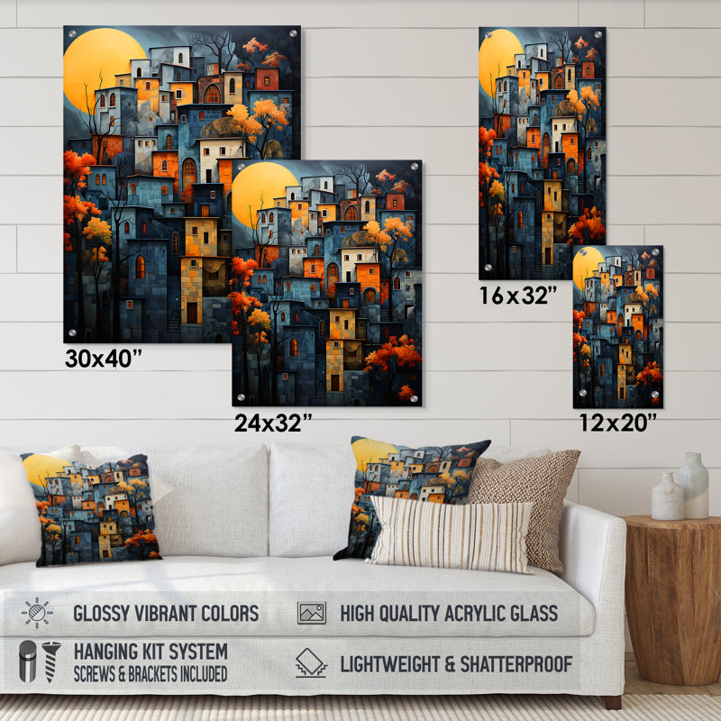 Design Art Cityscape Exquisite Blue II - City Buildings Acrylic Wall ...