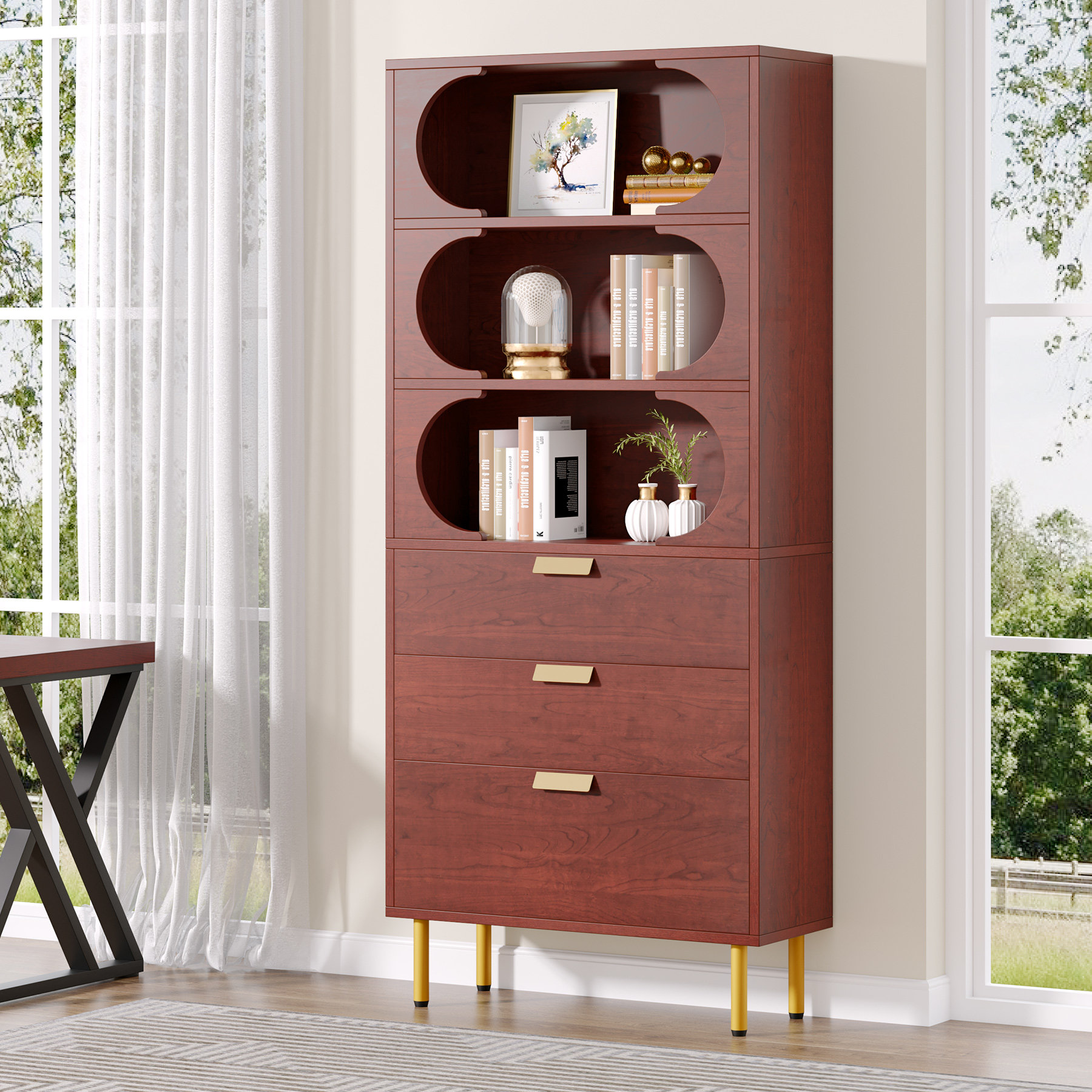 Inbox Zero 3 Drawers Walnut Vertical Filing Cabinet | Wayfair