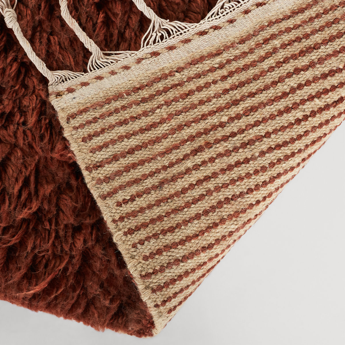 AllModern Essi Geometric Handmade Wool Beige/Navy/Red Area Rug ...