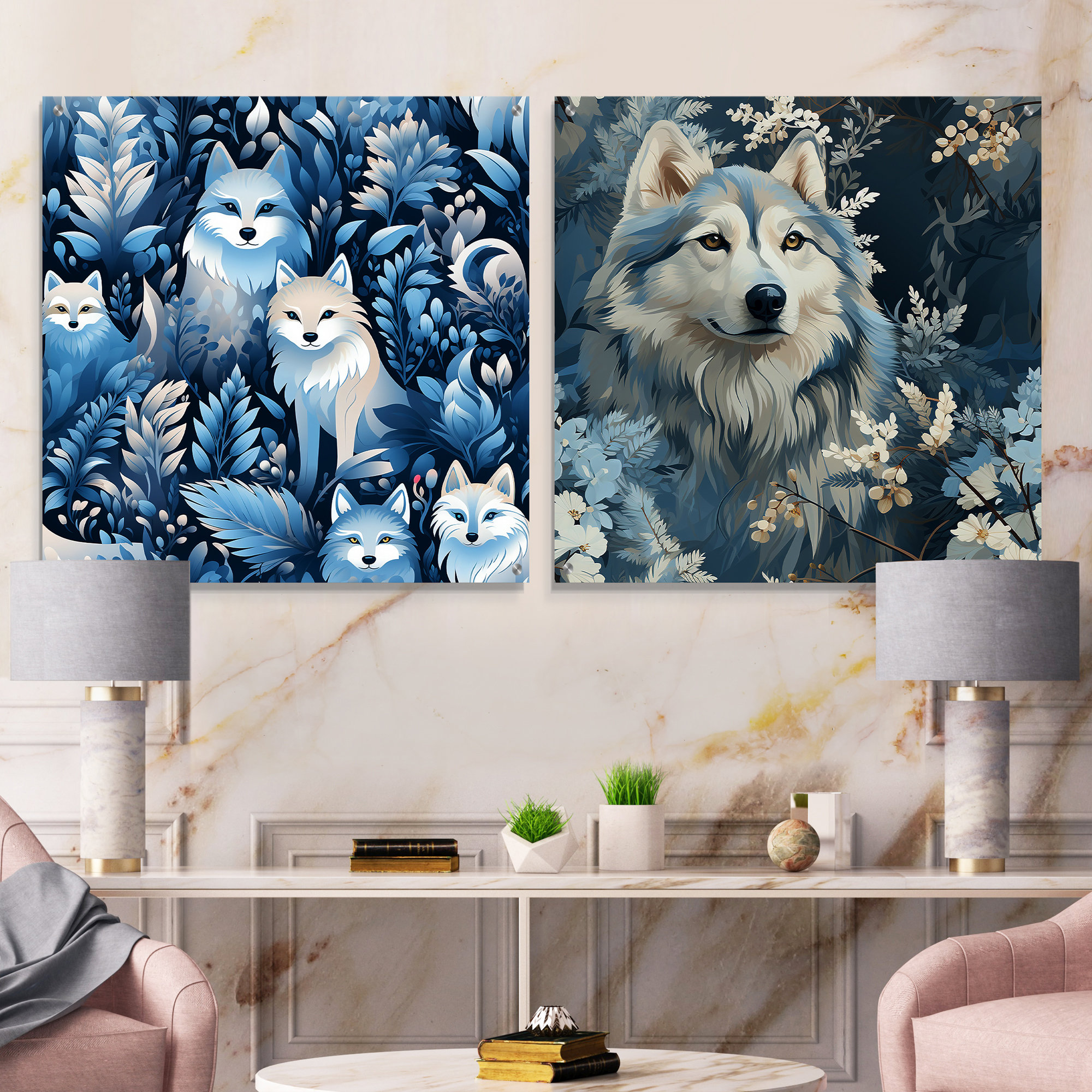 Millwood Pines Artic Blue Husky Animal Print Pattern - Animals Acrylic ...
