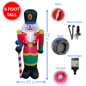Hashtag Home 6 Foot Tall Lighted Christmas Inflatable Nutcracker ...