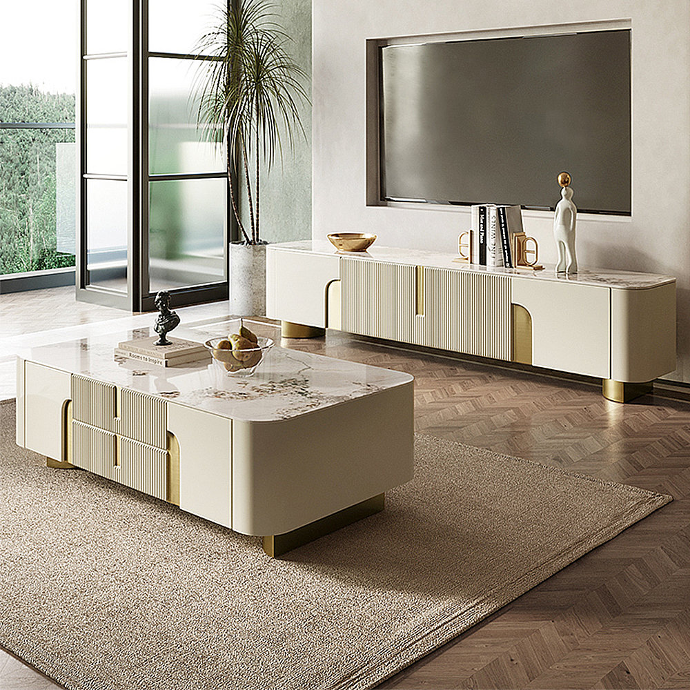 Bkoksety Modern Luxury Rock Slab Coffee Table TV Stand | Wayfair